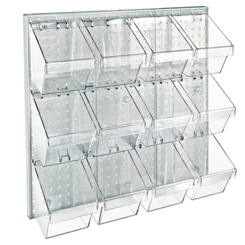 12 Small Bucket Peg Wall Accessory Organizer Set 24"W x 24"H Pegboard ...