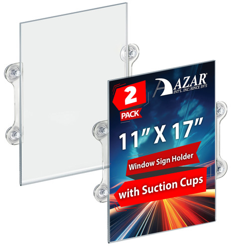 Clear Acrylic Window/Door Sign Holder Frame with Suction Cups 11"W x 17 ...