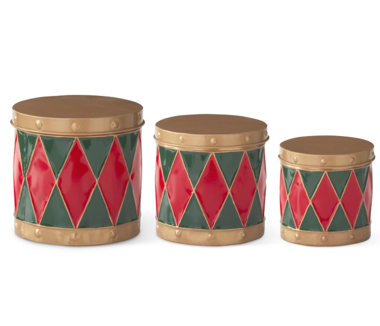 Harlequin Metal Drum Container - Stanford Health Care Gift Shop