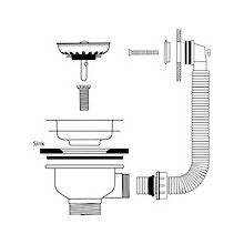 Sink Overflow Kit WINDALY Sink Waste Kit, Stainless Steel Sink