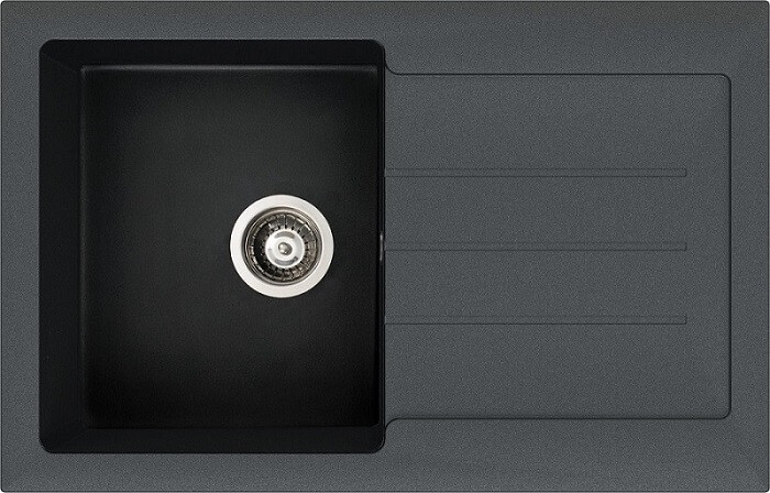 Abode Xcite Black Metallic Large Granite Drainer Sink | Sinks.co.uk