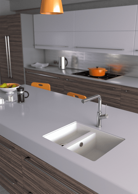 Abode Matrix SQ GR15 1.5 Bowl in White Granite Sink - Sinks