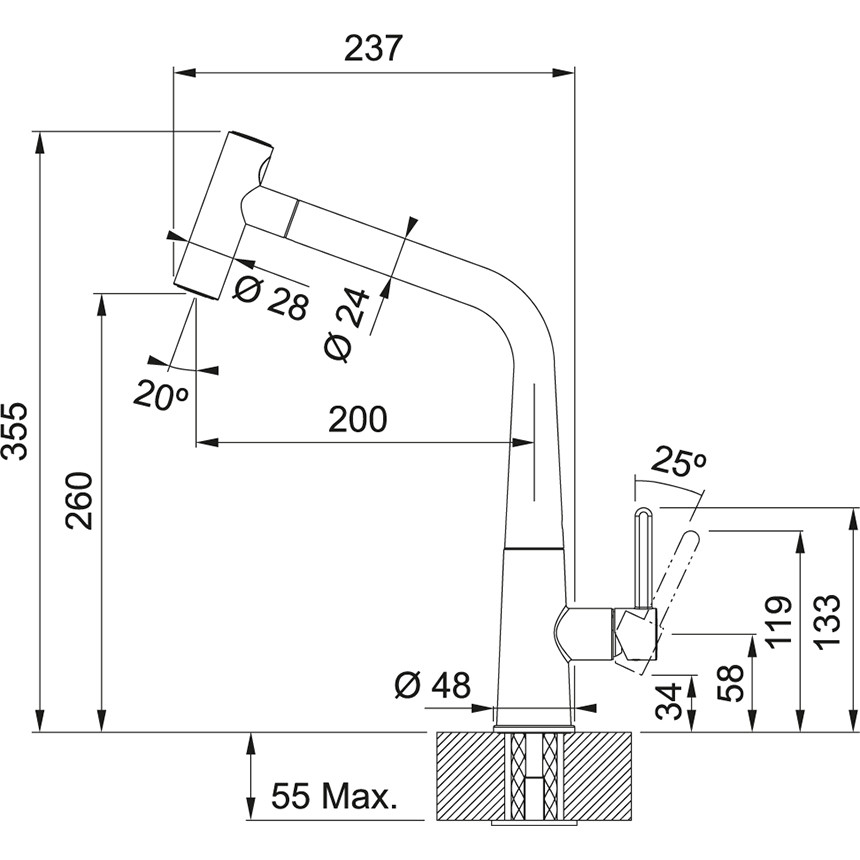 Franke Icon Pull-Out Double Jet Shower Mixer Tap | Sinks.co.uk