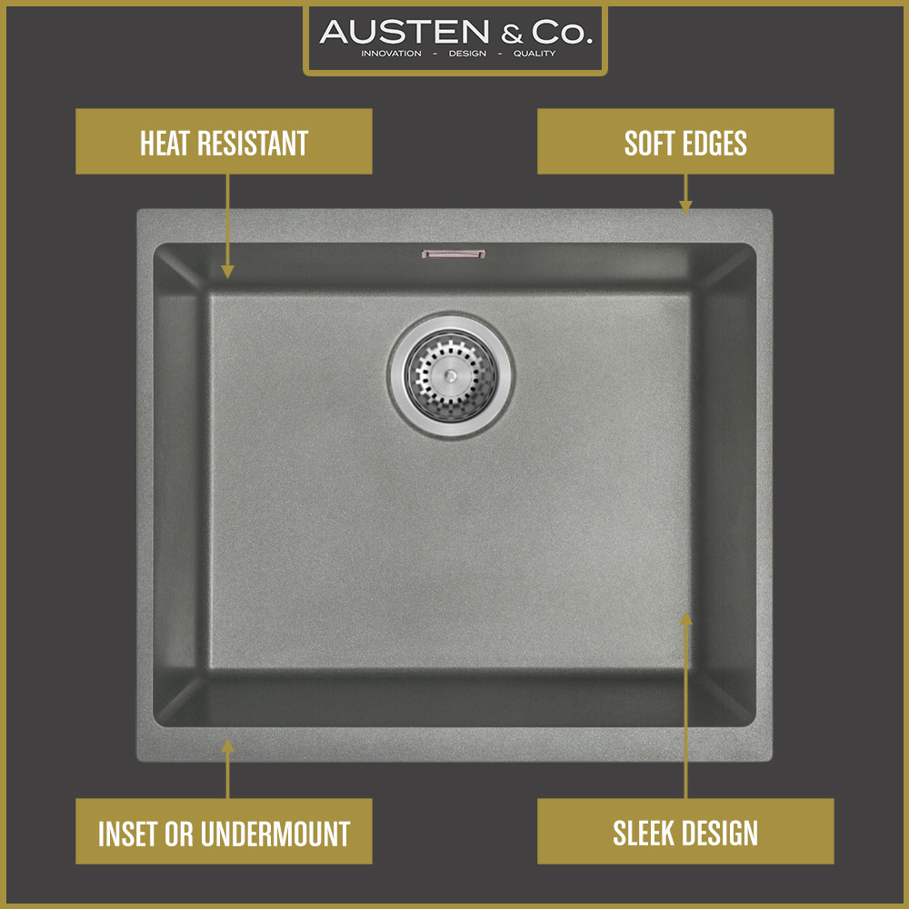 Austen & Co. Siena 1 Bowl Granite Kitchen Sink Grey | sinks.co.uk