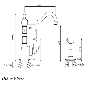 Perrin & Rowe Aquitaine 4746 (with Rinse) Kitchen Tap - Nickel - Sinks