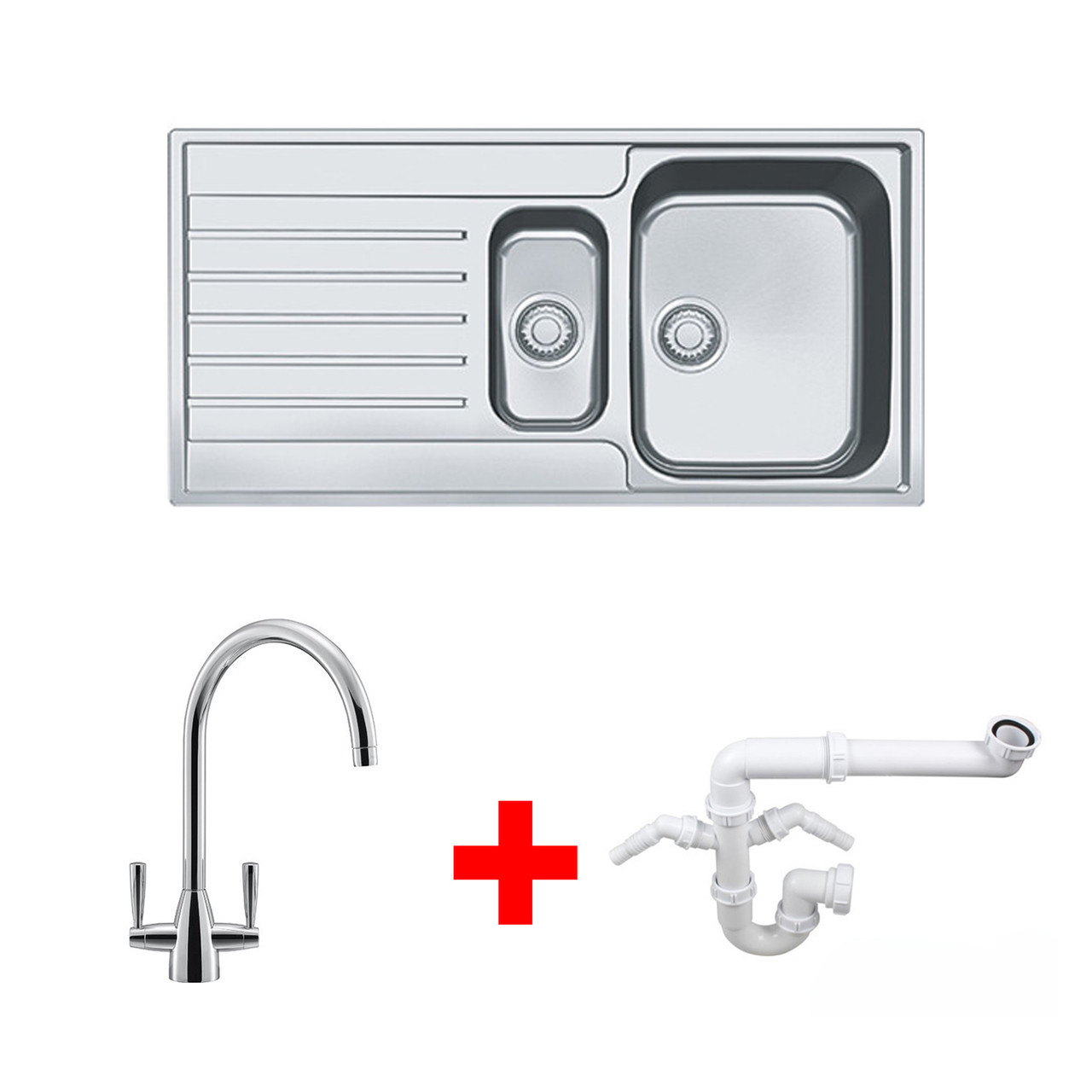 Franke 1.5 Bowl Drainer Sink, Eiger Tap, Plumbing Kit Pack | Sinks