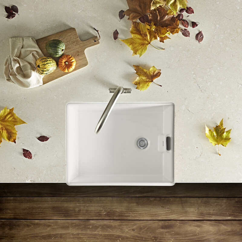 Rangemaster Grange 1B Ceramic Kitchen Sink White | sinks.co.uk