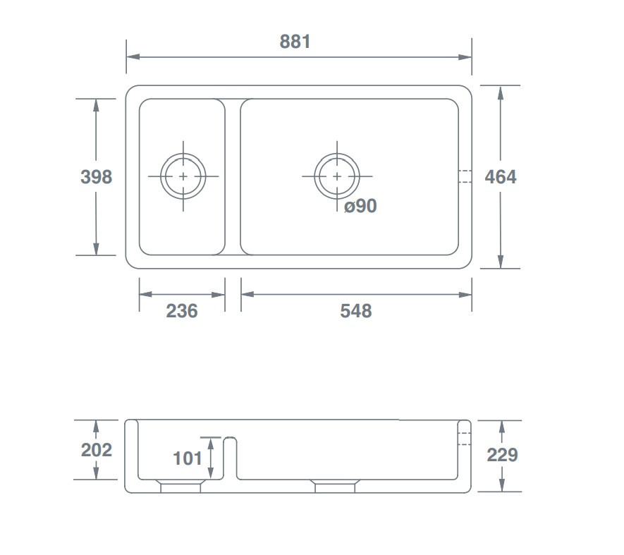 Shaws Hawkshaw 900 White Ceramic Kitchen Sink | Sinks.co.uk