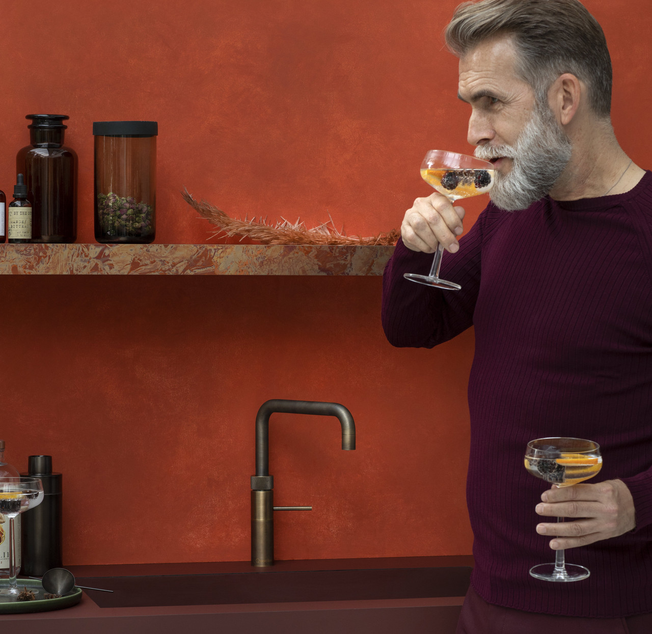 Quooker Tap Fusion Square Patinated Brass | Instant Boiling Tap