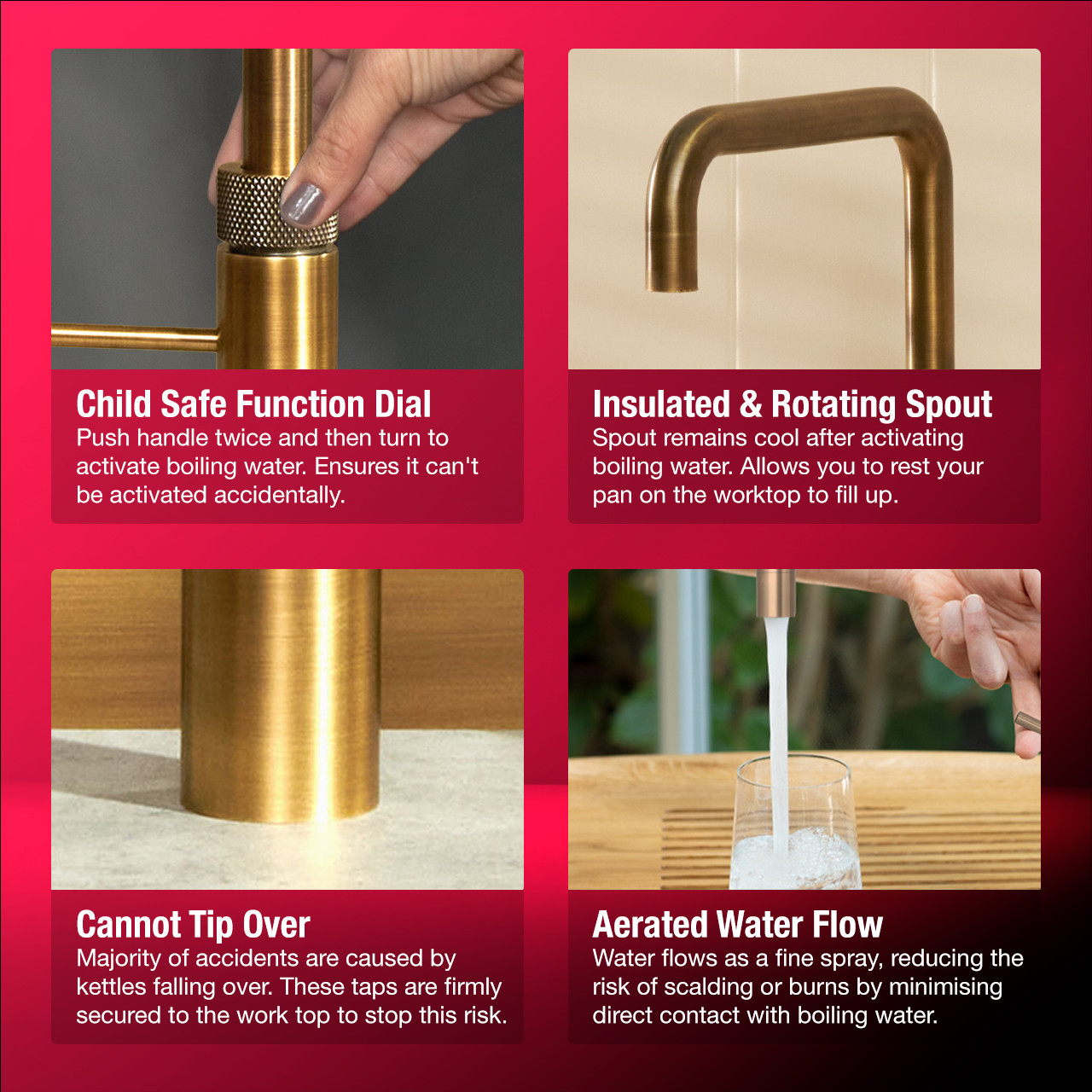 Quooker Tap Fusion Square Patinated Brass | Instant Boiling Tap