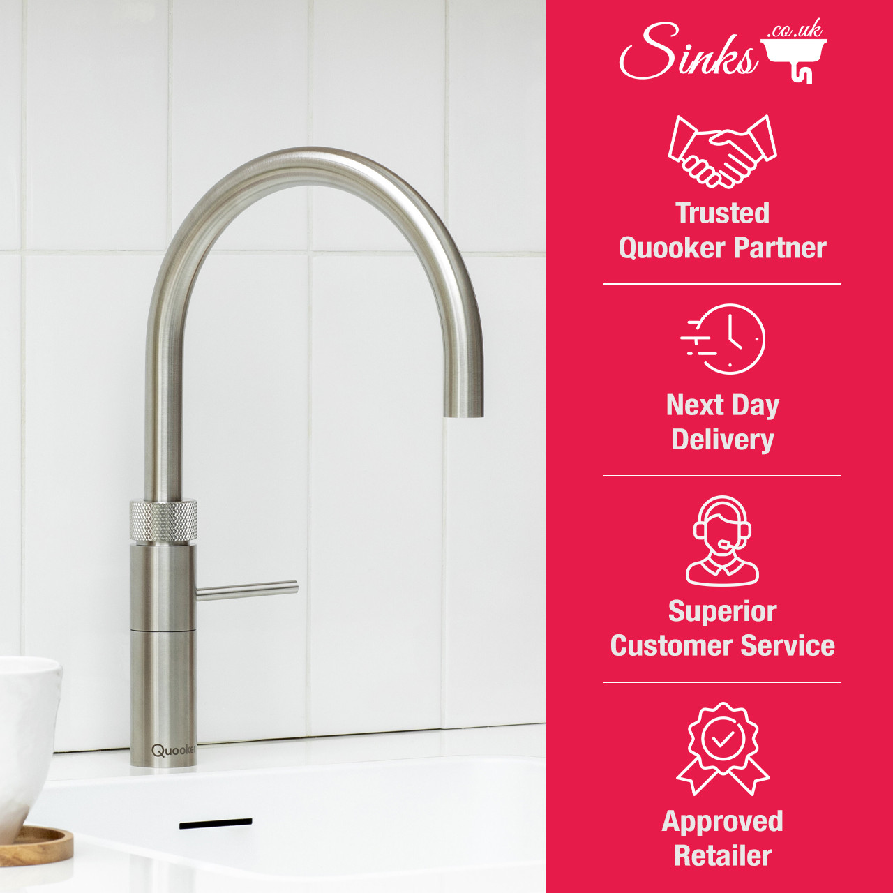 Quooker Tap Fusion Round Stainless Steel | Instant Boiling Tap