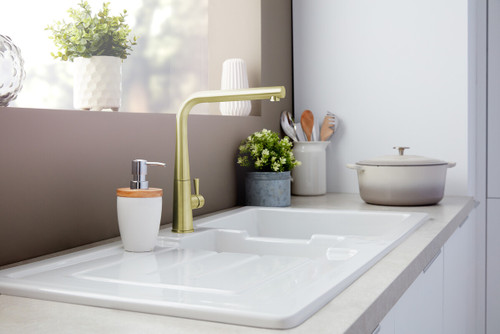 Rangemaster Conical Single Lever Mixer Tap Brushed Brass | Sinks