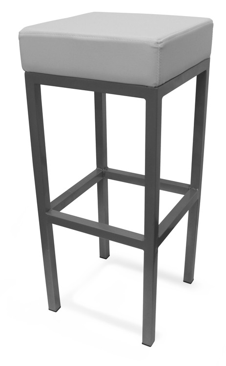 Cube Bar Stool Faux-Leather in White