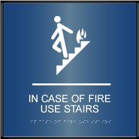 Curved ADA In Case of Fire Use Stairs Sign