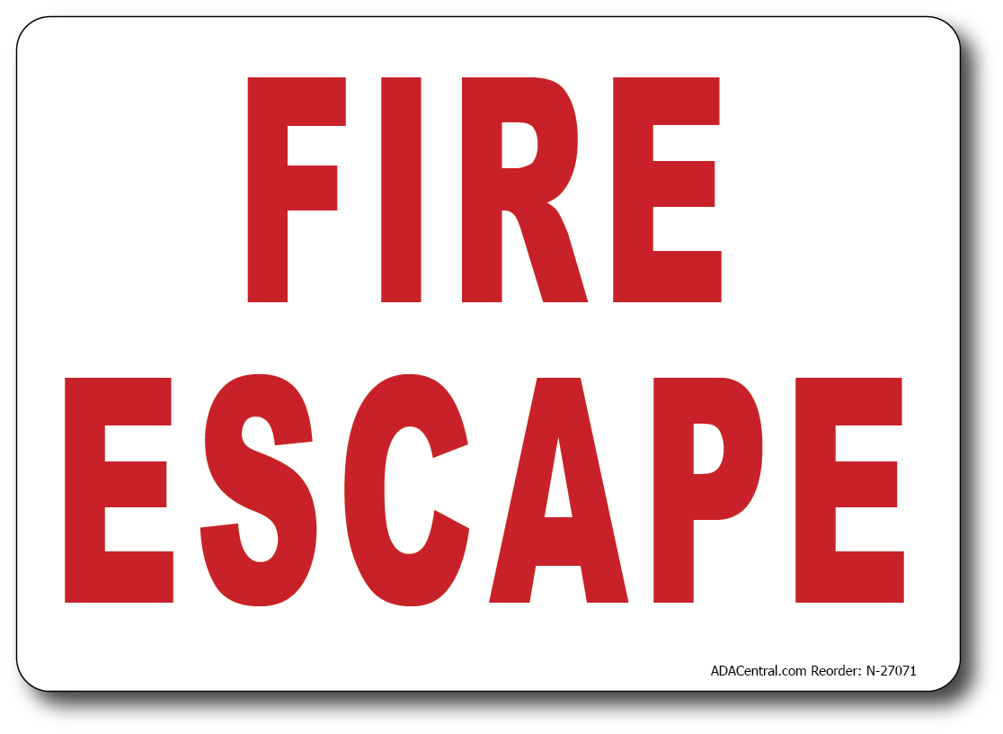 White Fire Escape Sign