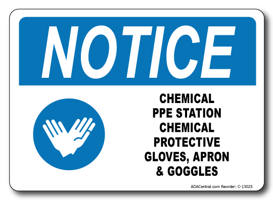 Notice Chemical PPE Station Horizontal Sign