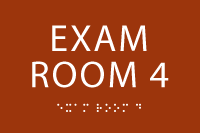 Exam Room 4 ADA Sign with Braille