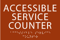 Accessible Service Counter ADA Sign w/ Braille