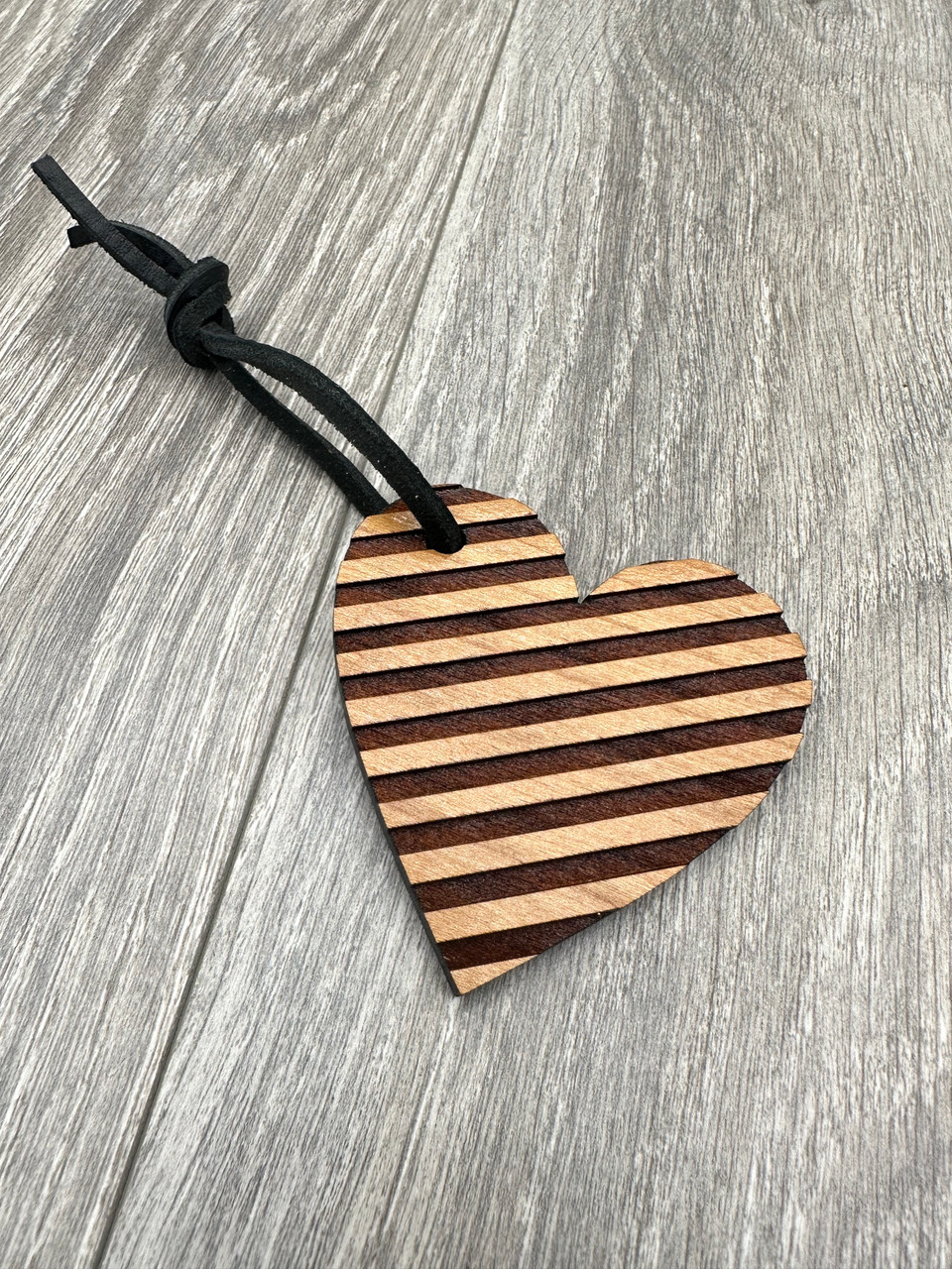 Diagonal Striped Pattern Heart Shaped Ornament