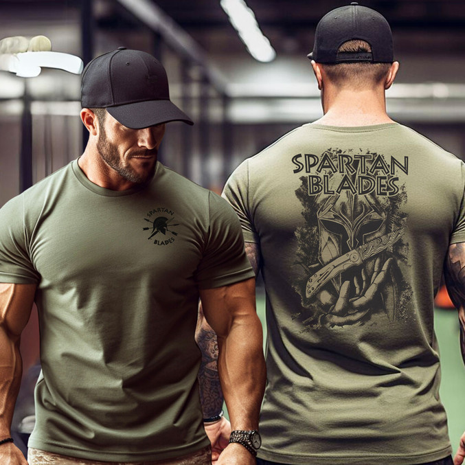 Spartan Blades Tie Line Olive Drab T-Shirt | Premium Quality with Bold ...