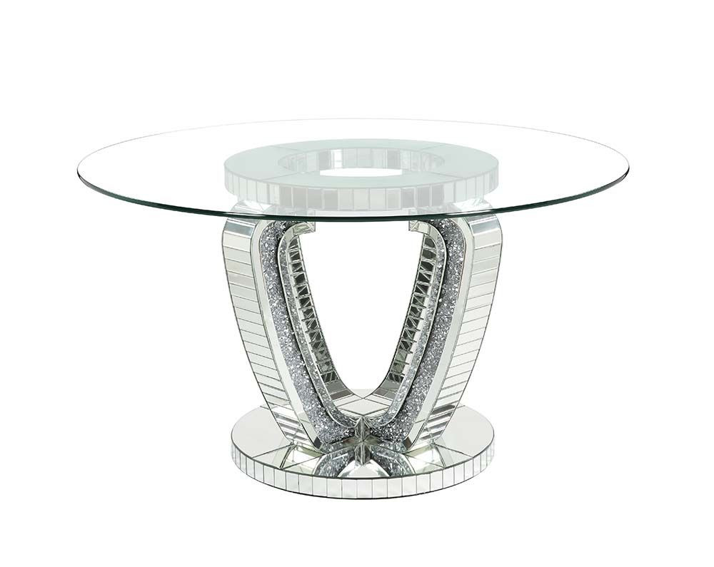 52" Round Glass Mirror Dining Table Set - Seating for 4