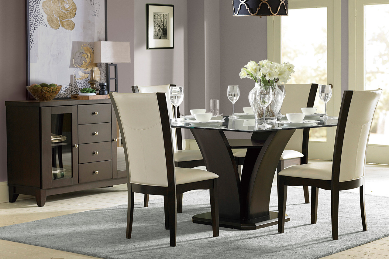 Manhattan Square Glass Table w/ Chairs - Square Dining table