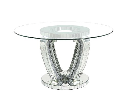 52" Round Glass Mirror Dining Table Set - Seating for 4