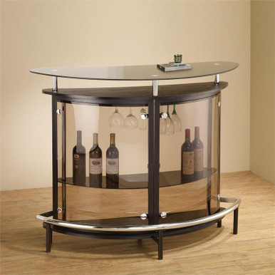 50" Contemporary Black Glass Bar Unit