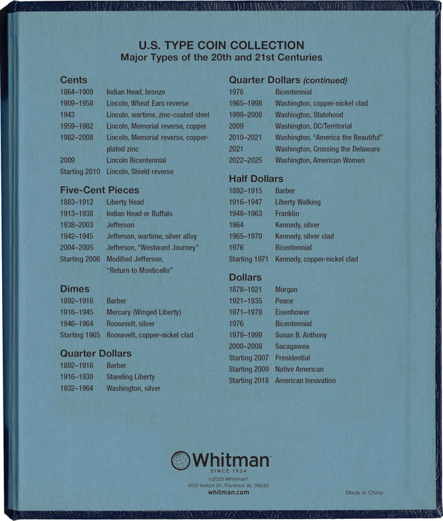 20th & 21st Centuries U.S. Type Coin Collection Album | Whitman Classics