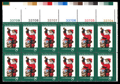 1972 8¢ Christmas - Santa Claus Plate Block