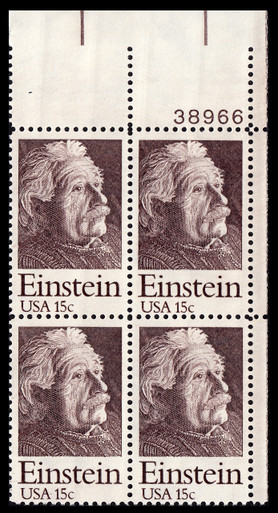 1979 15¢ Albert Einstein Plate Block