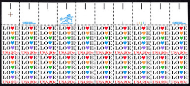 1984 20¢ Love Plate Block