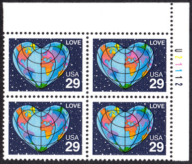 1991 29¢ Love Plate Block