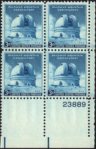 1948 3¢ Palomar Mountain Observatory Plate Block - H.E. Harris