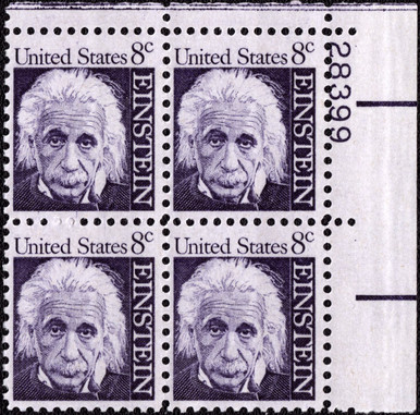 1966 8¢ Albert Einstein Plate Block