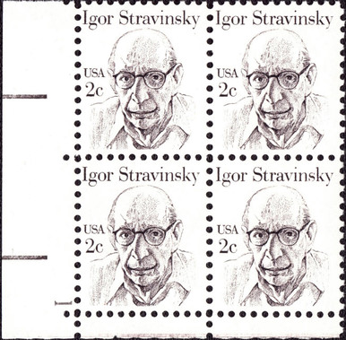 1982 2¢ Igor Stravinsky Plate Block