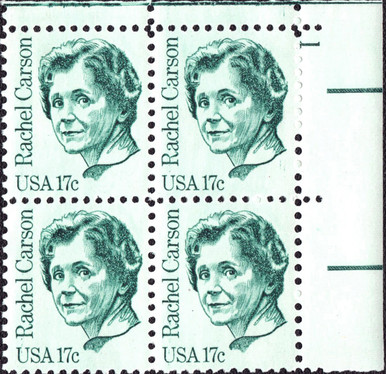 1981 17¢ Rachel Carson Plate Block - H.E. Harris