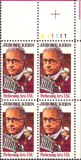 1985 22¢ Jerome Kern Plate Block - H.E. Harris