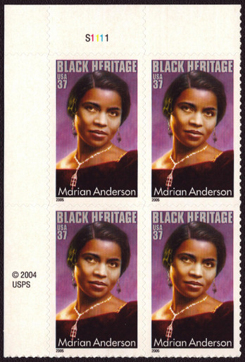 2005 37¢ Marian Anderson Self-Adhesive Plate Block - H.E. Harris