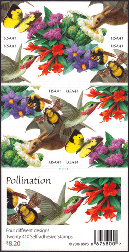 2007 41¢ Pollination Mint Booklet Pane of 20 Stamps