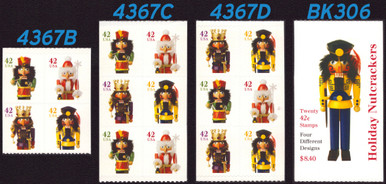 2008 42¢ Christmas - Nutcrackers Mint Booklet Pane (Die Cut 11.25x11)