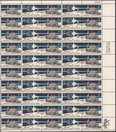 1971 8¢ Space Achievements - 2 Varieties, Attached Mint Sheet