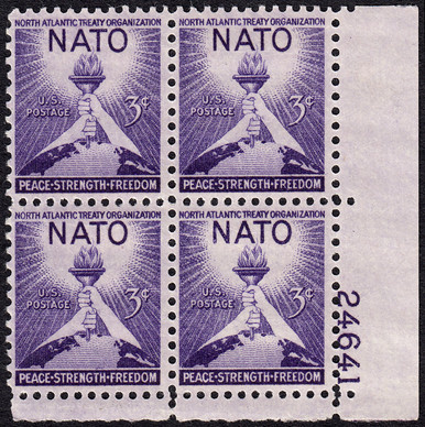 1952 3¢ NATO Plate Block