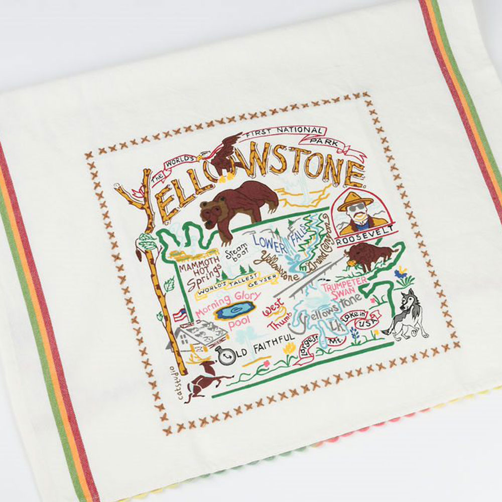 Dish Towel Embroidered Yellowstone Map - Yellowstone General Stores