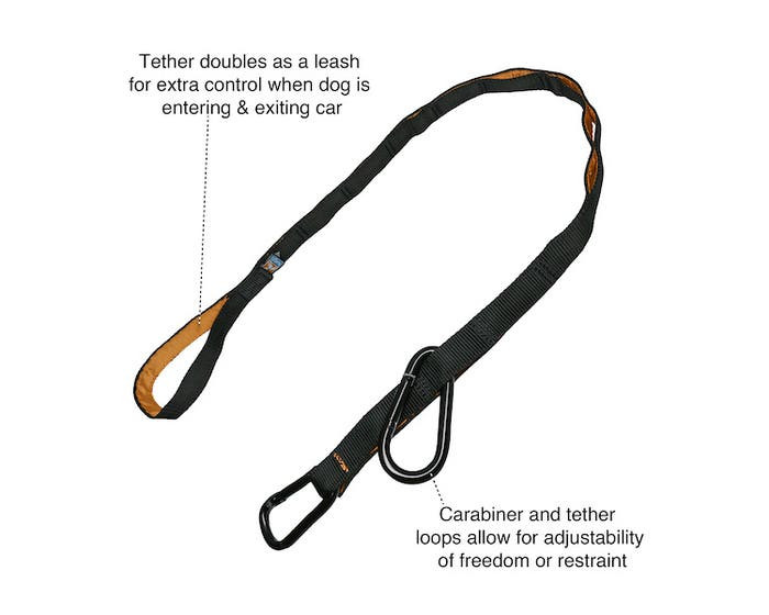 Kurgo Auto Zip Line - Black/Orange - K00032 - Bark Control Australia