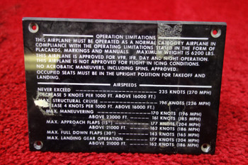 Placard PN 102-530092-5
