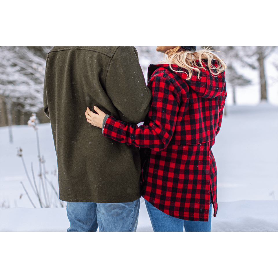 Women's Swallowtail Jacket - Warm Hooded Plaid Jacket