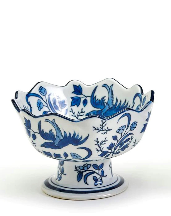 Blue and White Footed Bowl