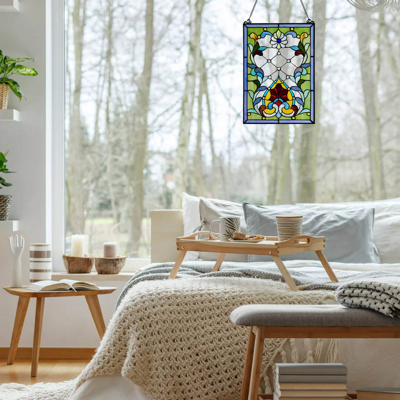 Alice Flower and Vine Stained Glass Window Panel
