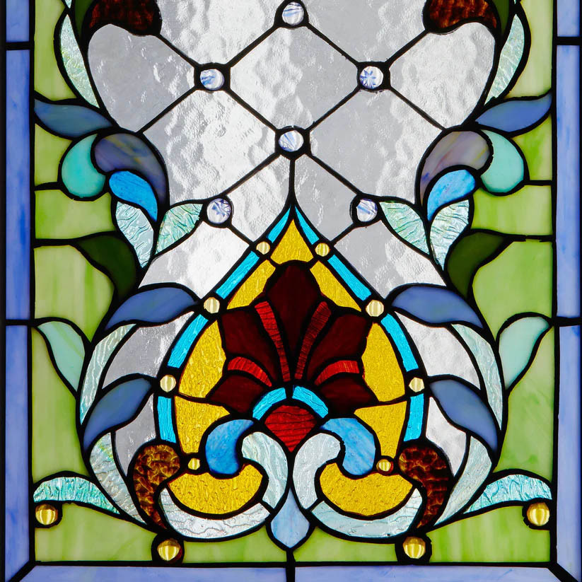 Alice Flower and Vine Stained Glass Window Panel